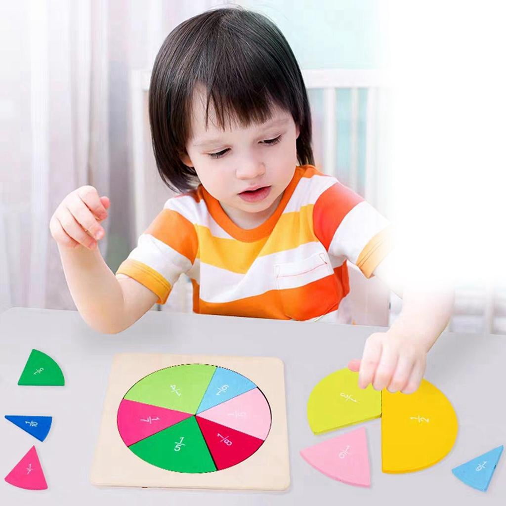 Montessori Math Fraction Blocks Aprendizaje de rompecabezas geométricos ...