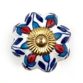 Set of Six Blue Red And White Floral Knob Ceramic Drawer Pull Knobs ...