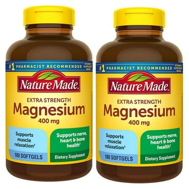 Nature Made Extra-Strength Magnesium 400mg, Supports Nerve, Muscle ...