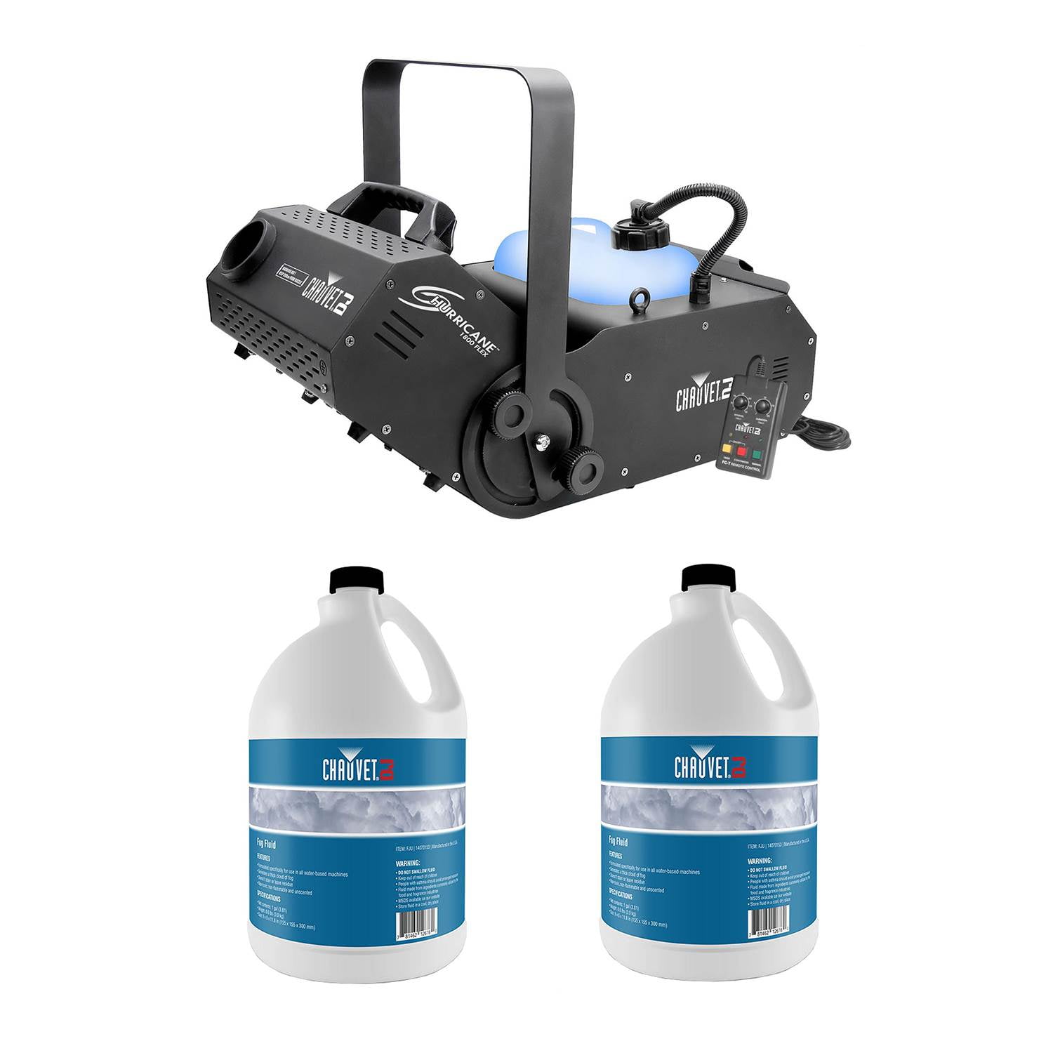 Chauvet H1800FLEX Hurricane Fog/Smoke Pro Machine + Fog Juice Fluid (2 ...