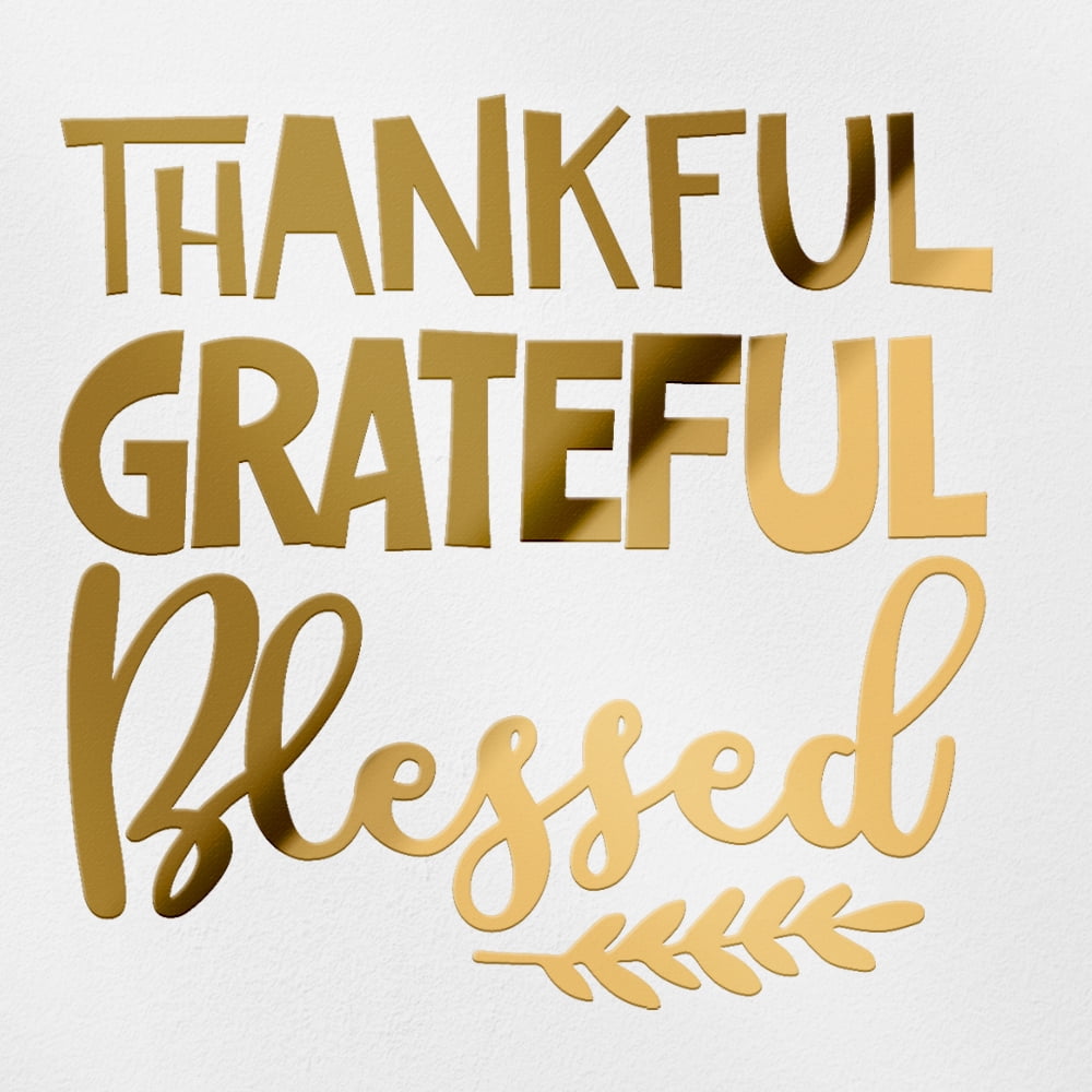 Transparent Decal Stickers Of Thankful Grateful Blessed (Metallic Gold ...