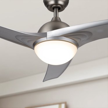52"Contemporary Ceiling Fan with LED Panel Light & Remote White Finish ...
