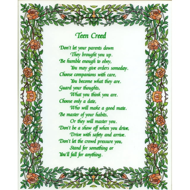 Catholic print picture - Teen Creed - 8" x 10" ready to be framed ...
