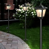 42" Mini Street Vintage Outdoor Garden Triple Solar Lamp Post Light ...