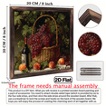 2D Flat, 1pc Rustic Grape Basket Wine Bottle Still Life Wall Art ...