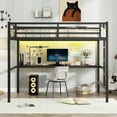 LHYY Metal Full Size Loft Bed with Power Outlet and LED Lighted,Space ...