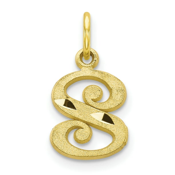 10k Yellow Gold Dainty Letter S Initial Name Monogram Necklace Charm Pendant