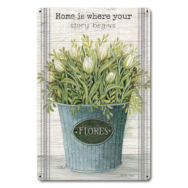 Penny Lane CIN126 12 x 18 in. Wood Grain Gal Home is Where Satin Sign ...