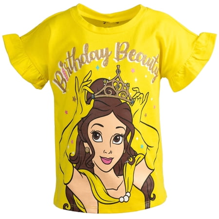 Disney Princess Belle Toddler Girls Ruffle Graphic T-Shirt Yellow 4T ...
