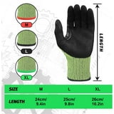EvridWear ANSI A7 Cut Resistant Gloves, 3 Pairs Touchscreen Cutting Gloves with Sandy Nitrile ...