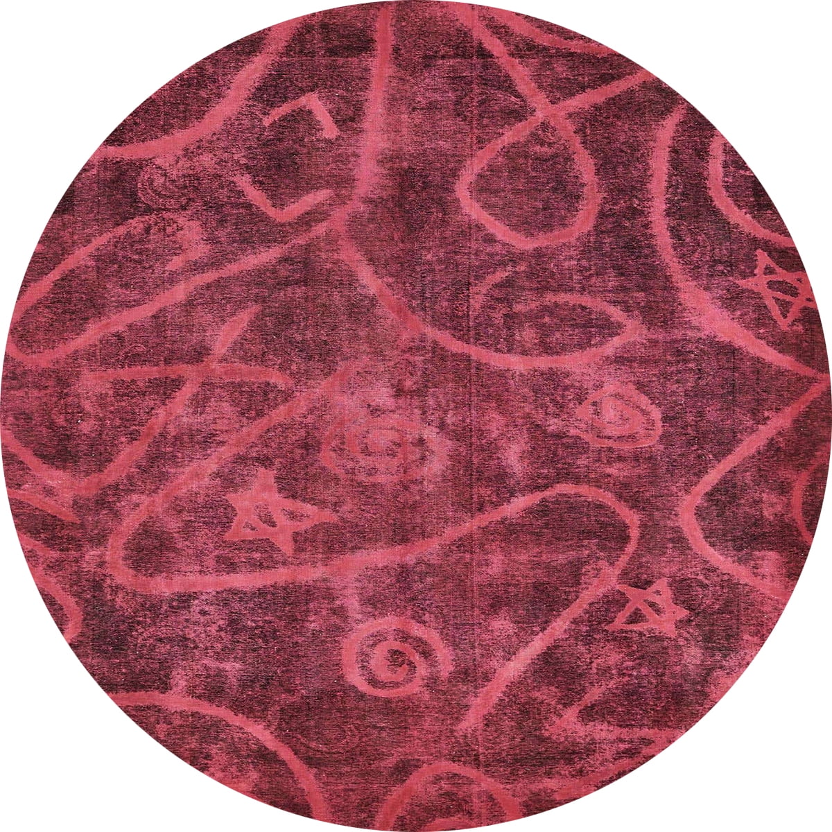 Ahgly Company Indoor Round Abstract Red Abstract Area Rugs, 8' Round ...