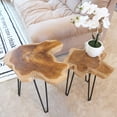 Greenage Teak Wood Natural Live Edge Flower Shaped Coffee Table, 15.7 ...
