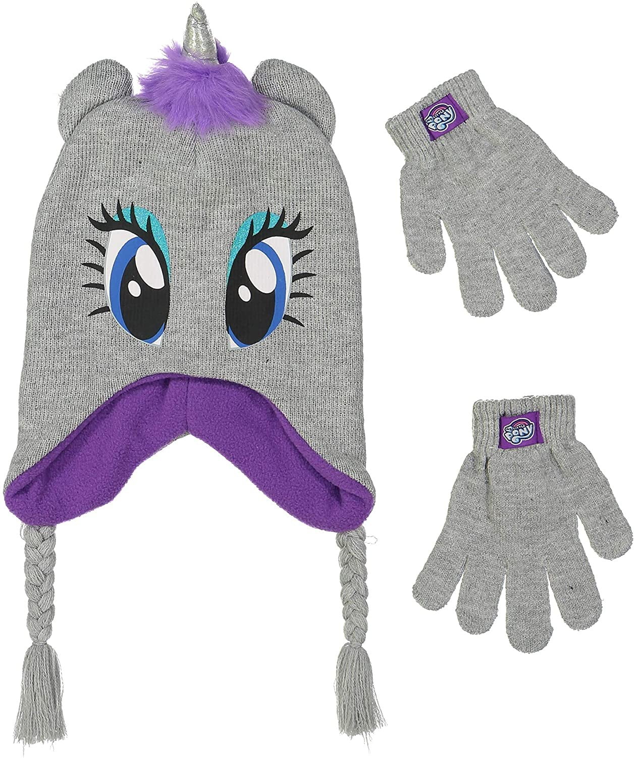 My Little Pony Unicorn Girls Beanie Winter Hat and Gloves Cold Weather ...
