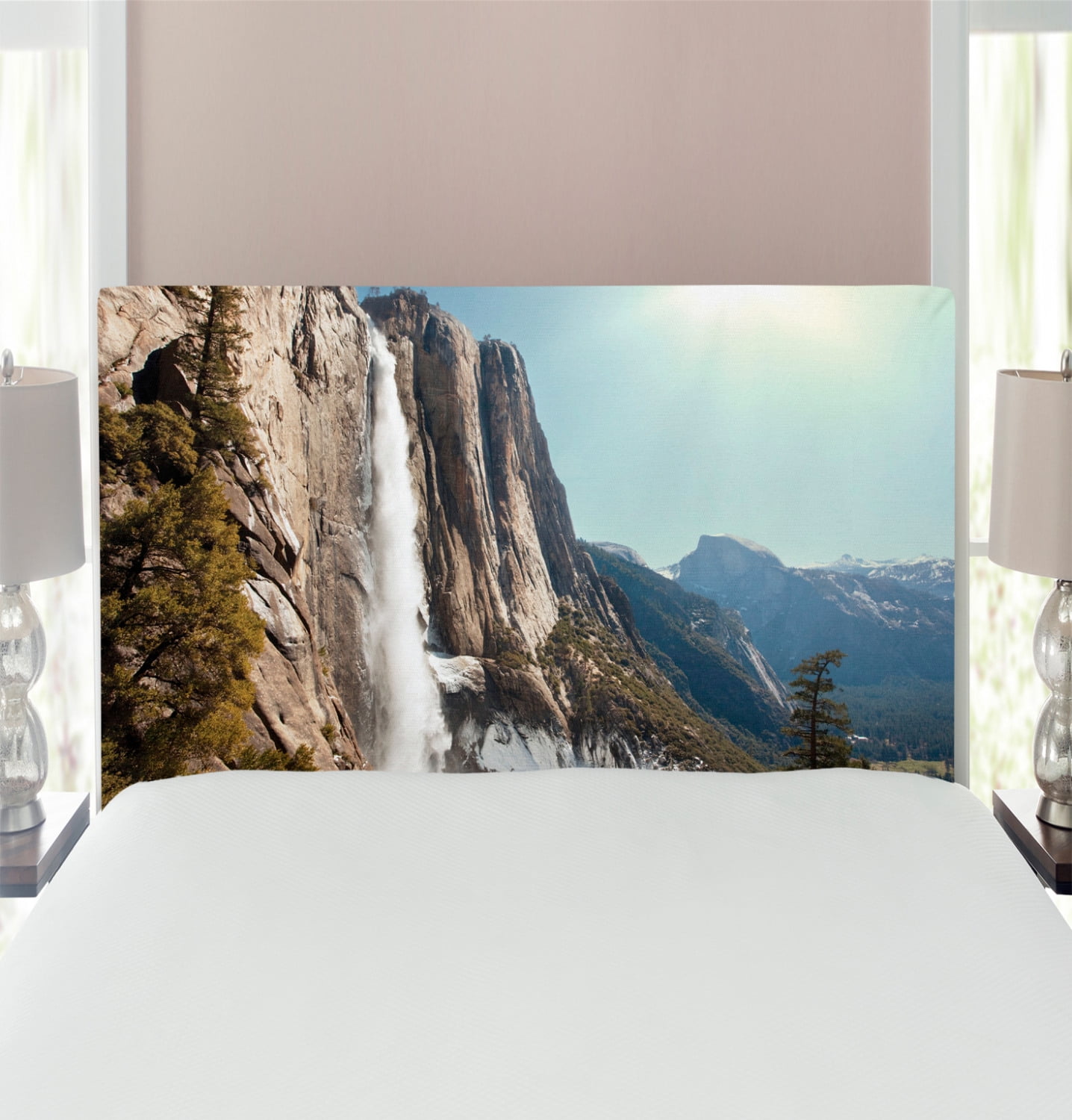 Yosemite Headboard, Yosemite Falls Mountain Sunshine Alpine Trees ...