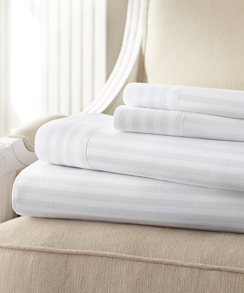 LushElegance 1800 Series Wrinkle Resistant 4 Piece King Size Embossed ...