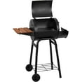 Patio Pro Charcoal Grill and Smoker with Cast Iron Grates, Premium Wood ...