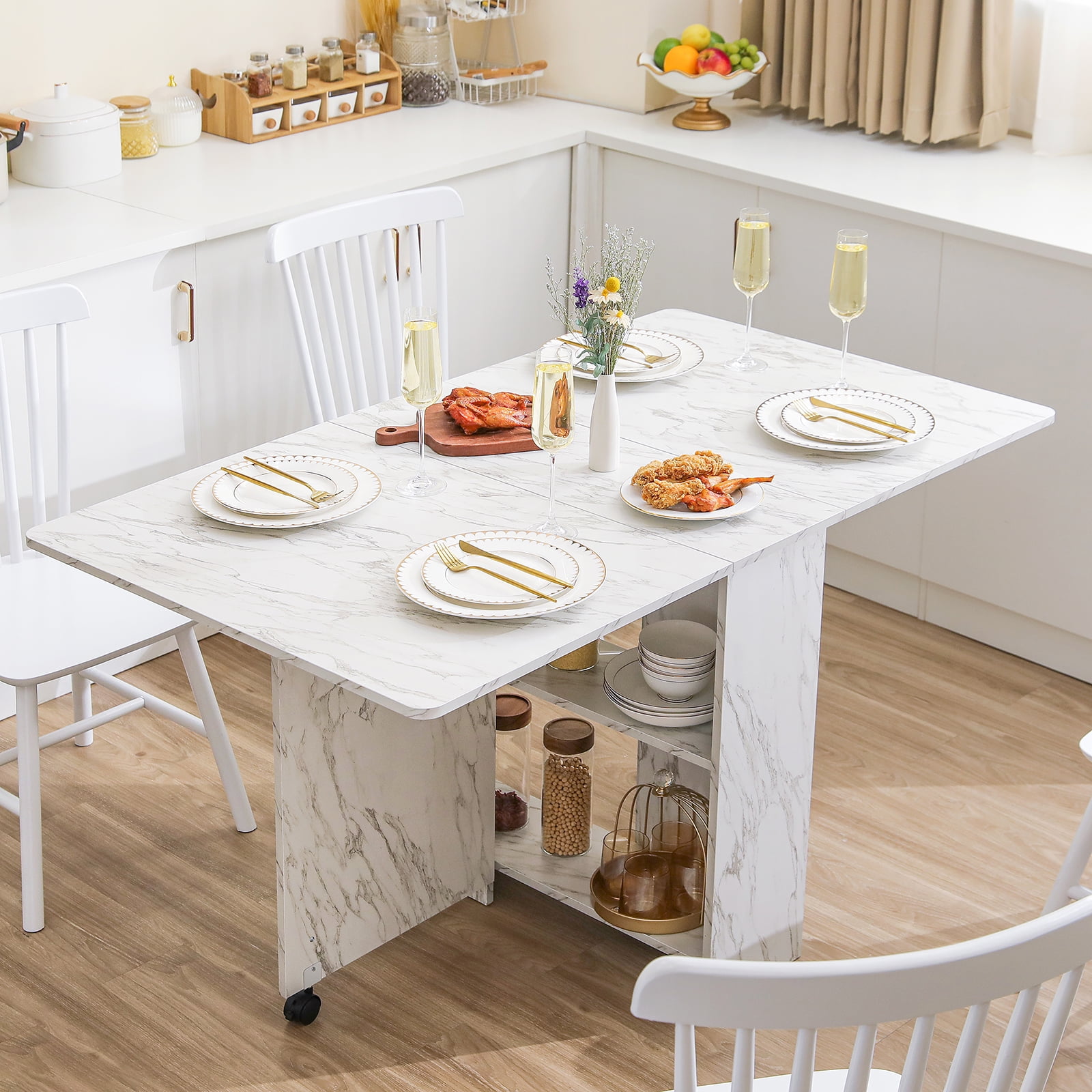 DINAZA Folding Dining Table Drop Leaf Table For Small