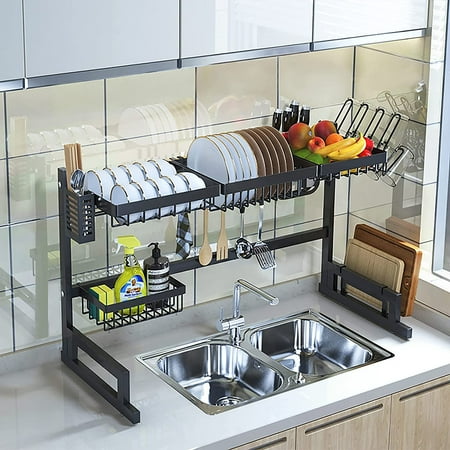 Over Sink Dish Drying Rack Width Expandable 33"-39.3" Stainless Steel ...