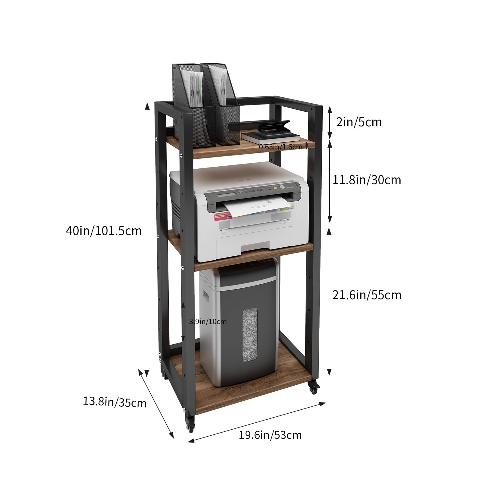 Natwind 3-Tier Movable Floor-Standing Printer Stand Shredder Stand ...