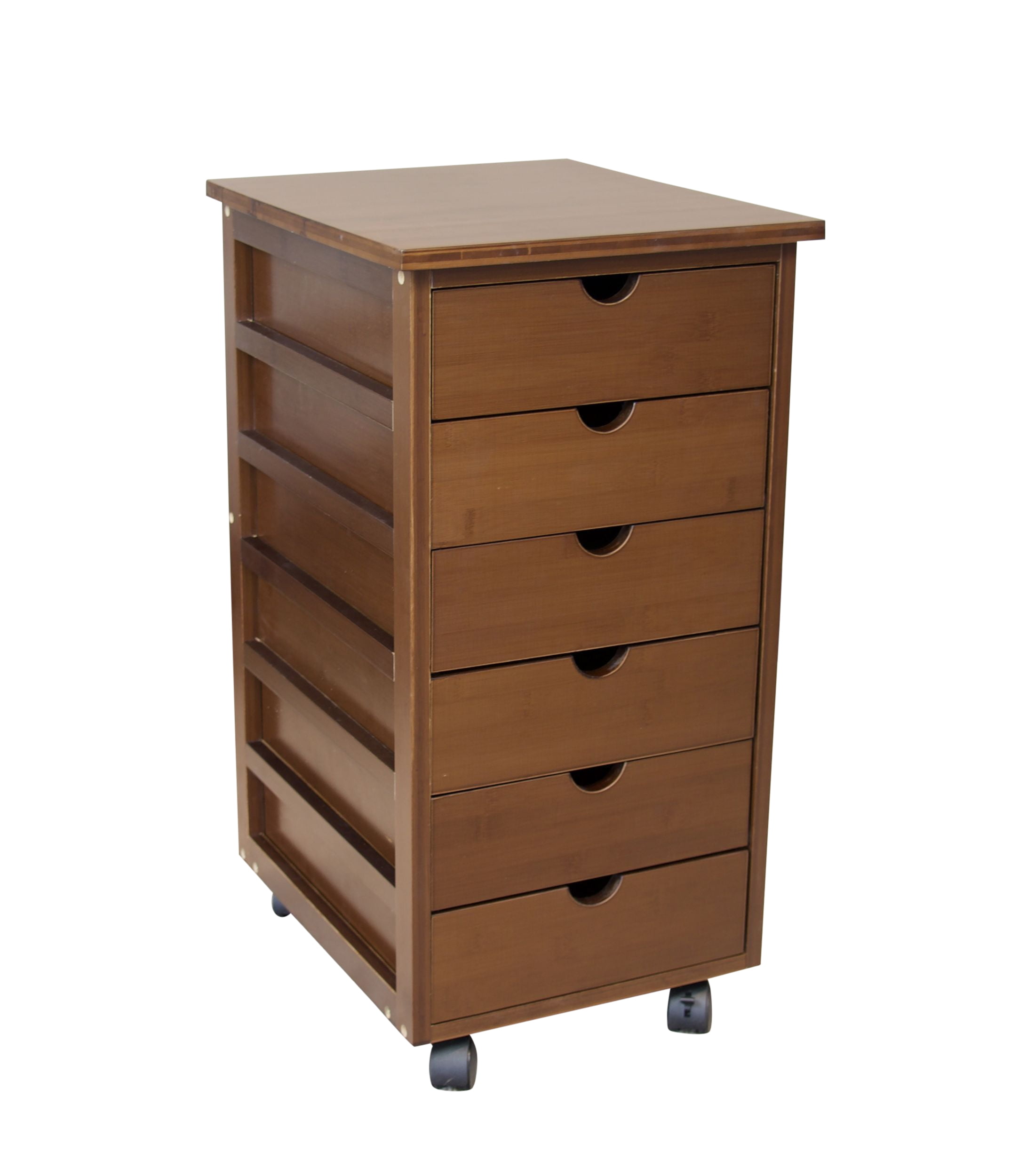 Eccostyle by CCL Bamboo 6 Drawer Rolling Cart in Caramel - Walmart.com