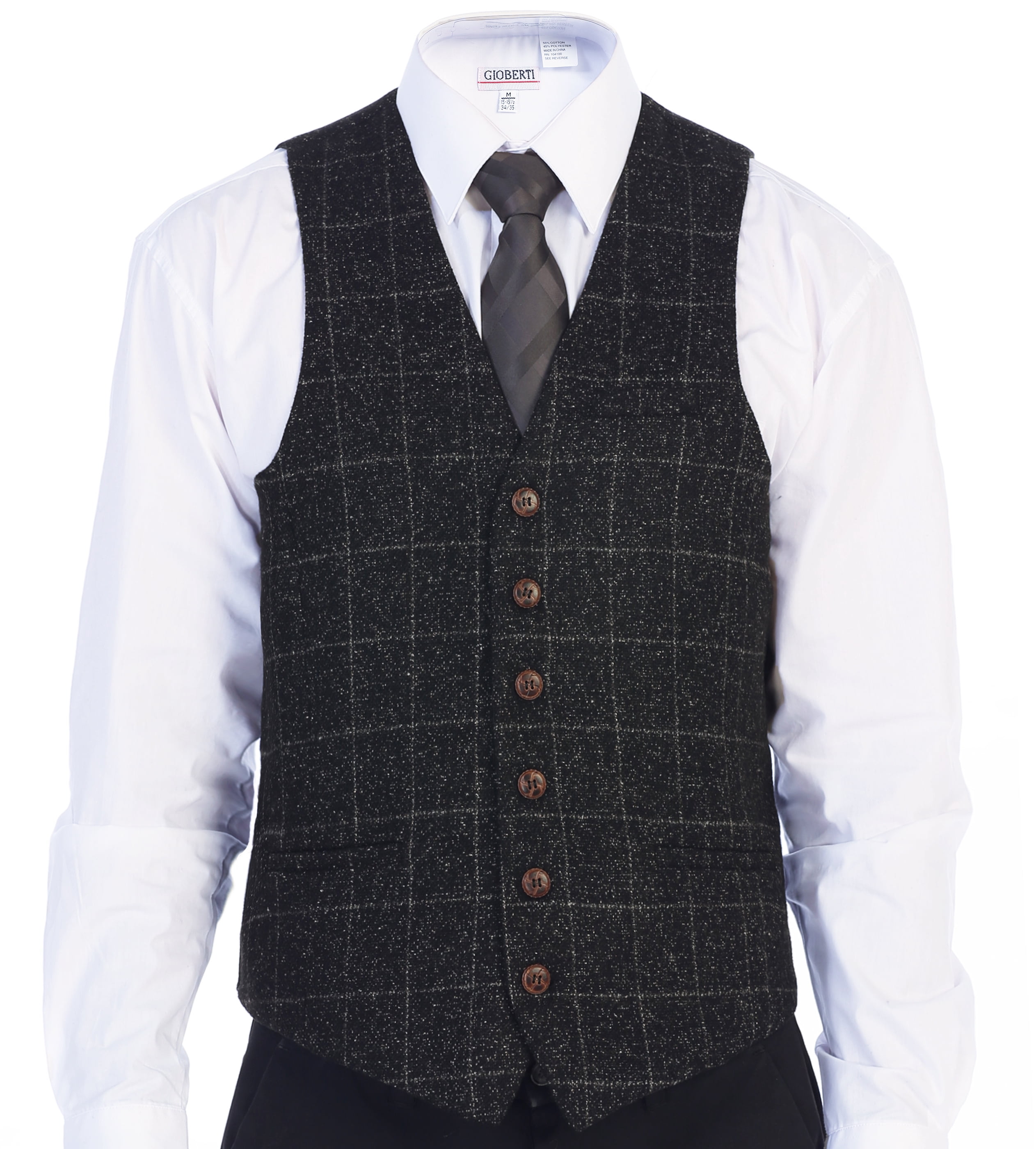 Gioberti Men's 6 Button Slim Fit Formal Herringbone Tweed Vest ...