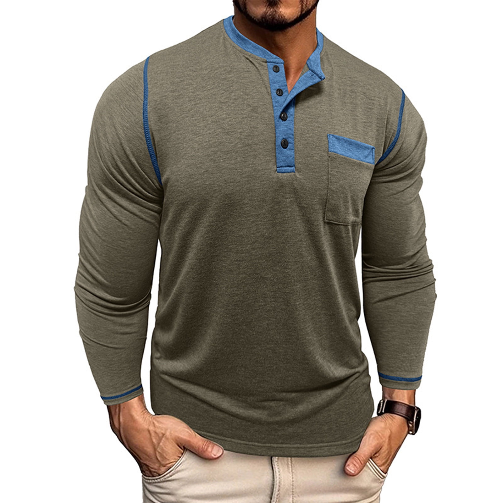 Click here for Hotojiny Mens Henley Long Sleeve Shirts Casual But... prices