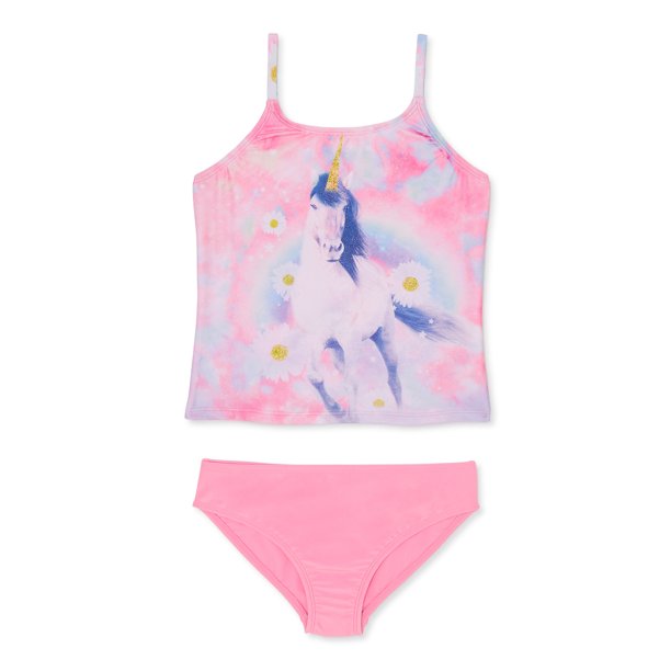 Wonder Nation Girls Unicorn Swim Tankini, 2-Piece, Sizes 4-18 & Plus ...