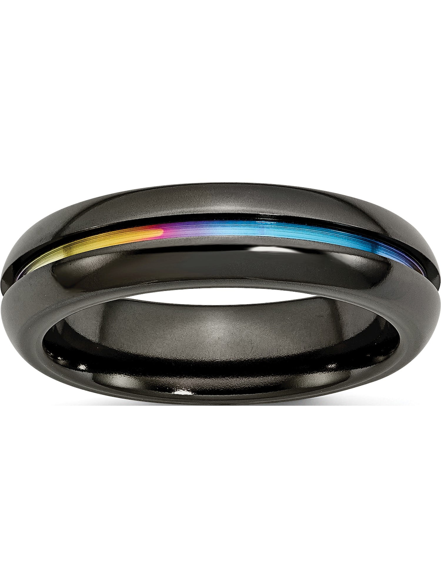Titanium Black Multi-Colored Anodized 6mm Polished Band (Size 7.5) Made ...