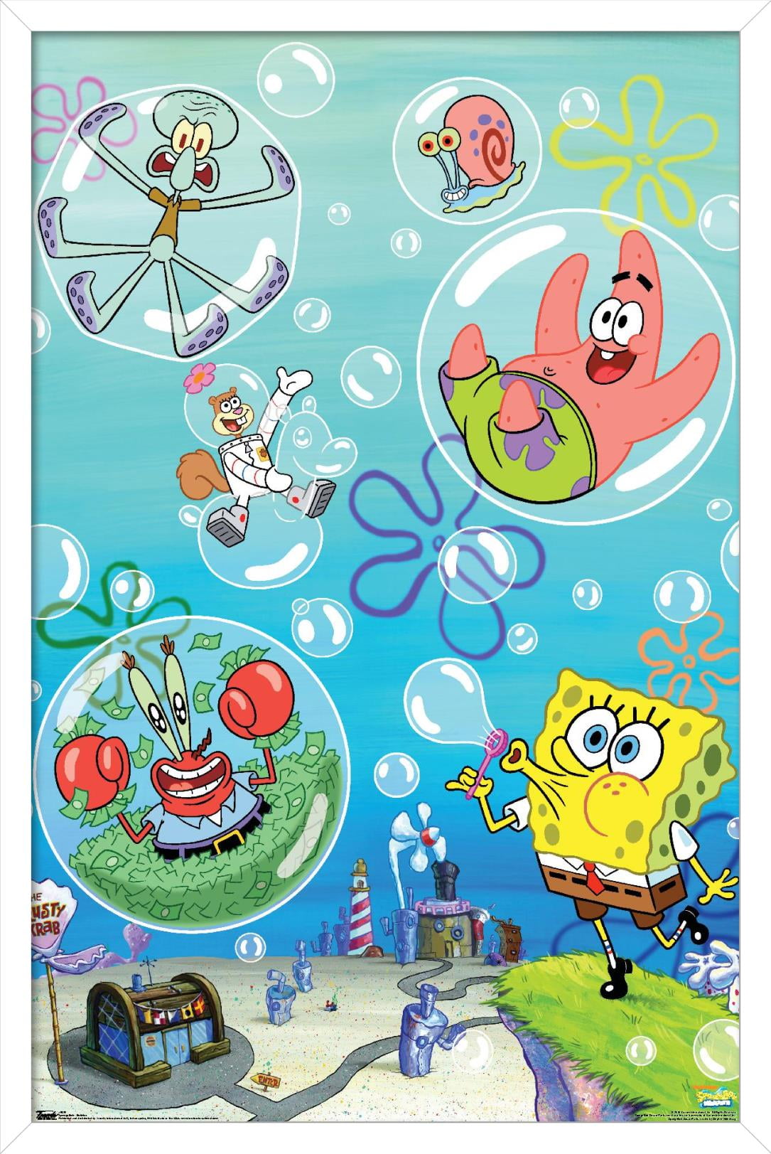Nickelodeon Spongebob - Bubbles Wall Poster, 14.725" x 22.375", Framed ...