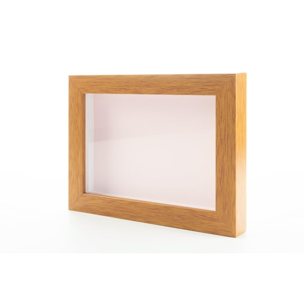 8x10 Shadow Box Frame Light Brown Real Wood with a Pink Acid-Free ...