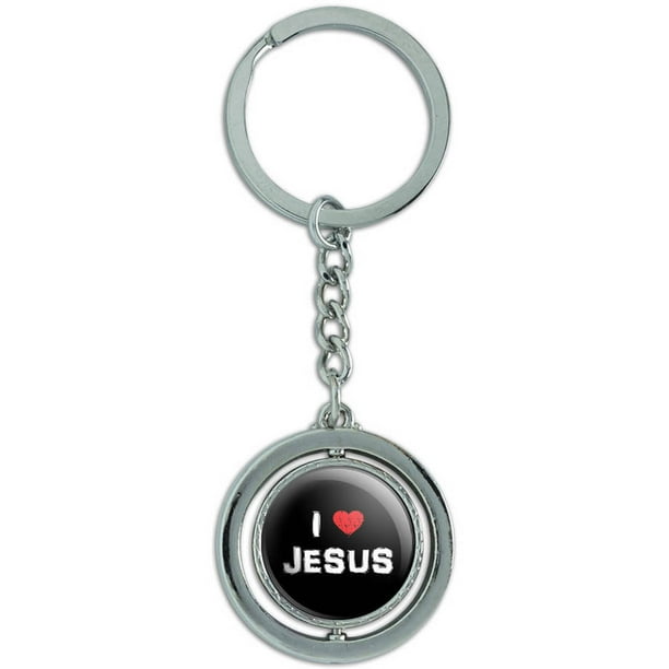 I Love Jesus Stylish Spinning Round Metal Key Chain Keychain Ring ...