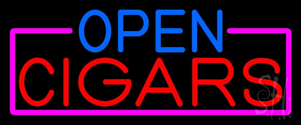 Open Cigars With Pink Border LED Neon Sign 6 x 15 - inches, Clear Edge ...
