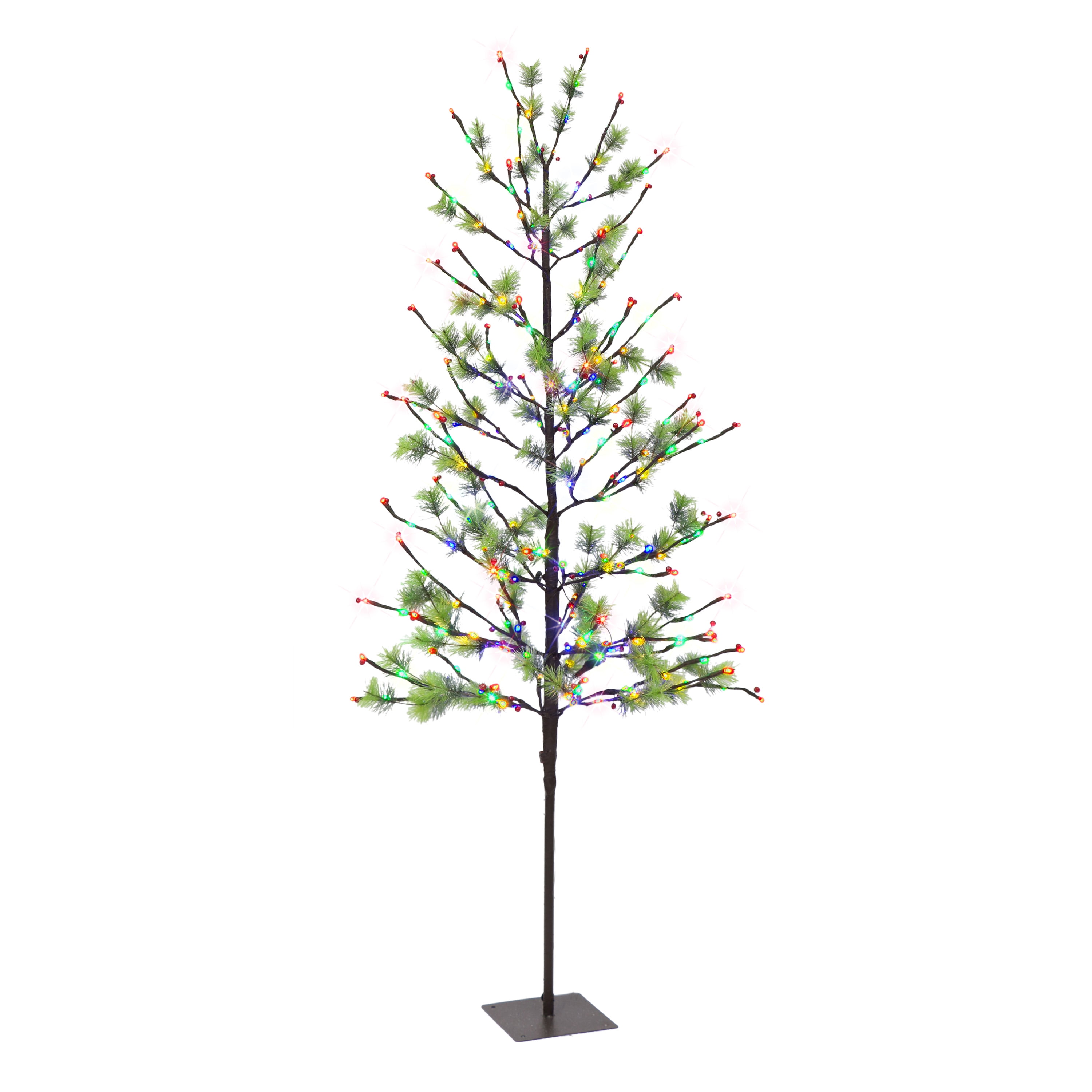 6 ft Pre-lit Twig Tree 60 Tips 240 Multi-Color LED Twinkle Lights Red ...