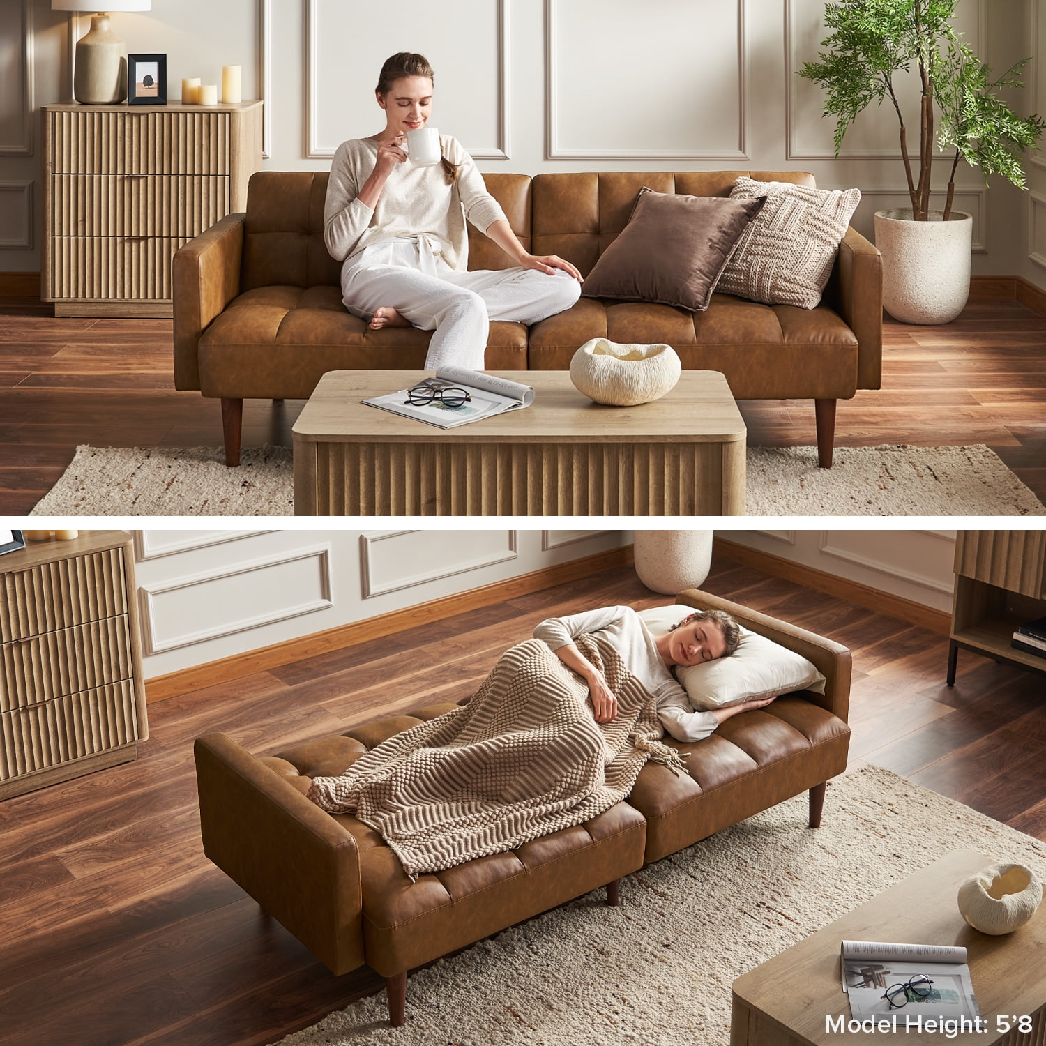 Aaron Leather Sofa | Baci Living Room