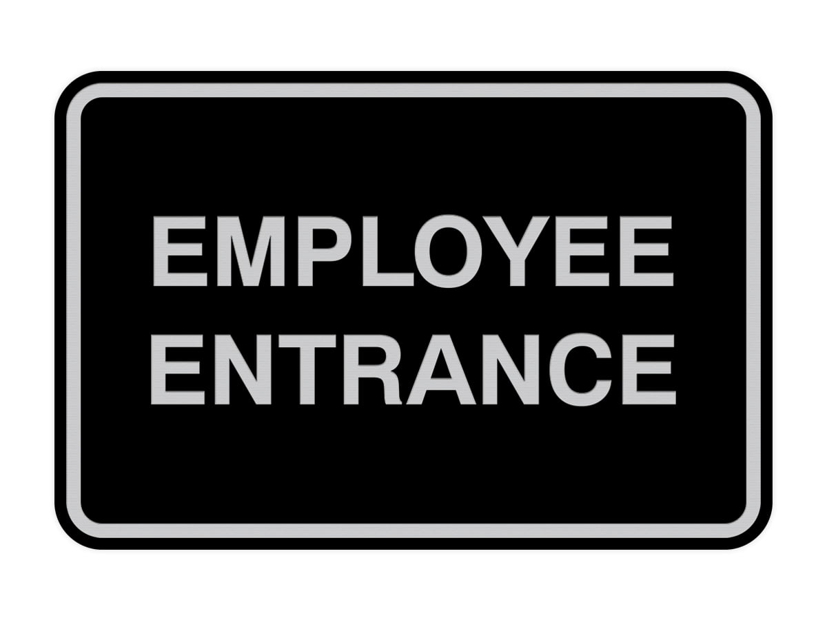 Classic Framed Employee Entrance Sign (Black / Silver) - Small ...