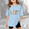 Bmisegm Girls Tshirts Casual Round Neck Graphic Print Loose Fit Tee for ...