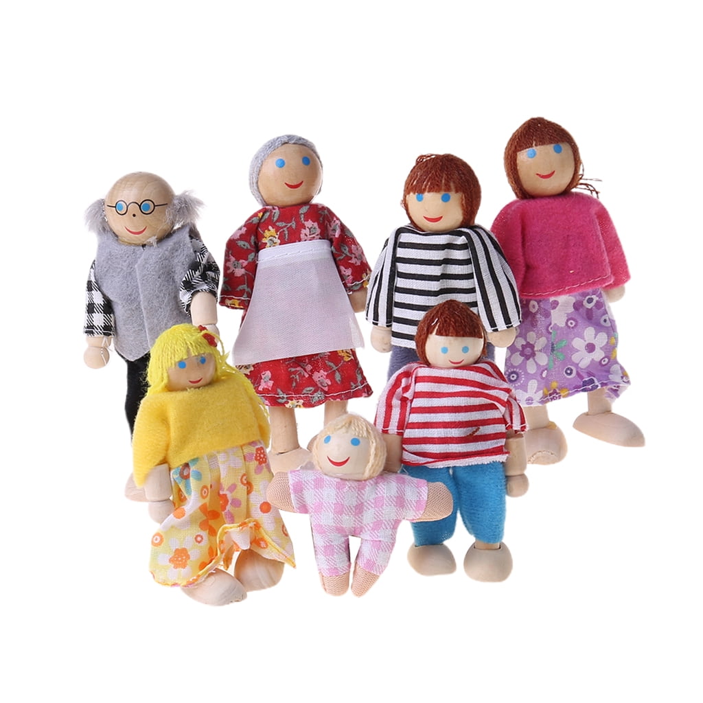 Wooden Furniture Miniature Set Doll Toys House Family Person Figures ...