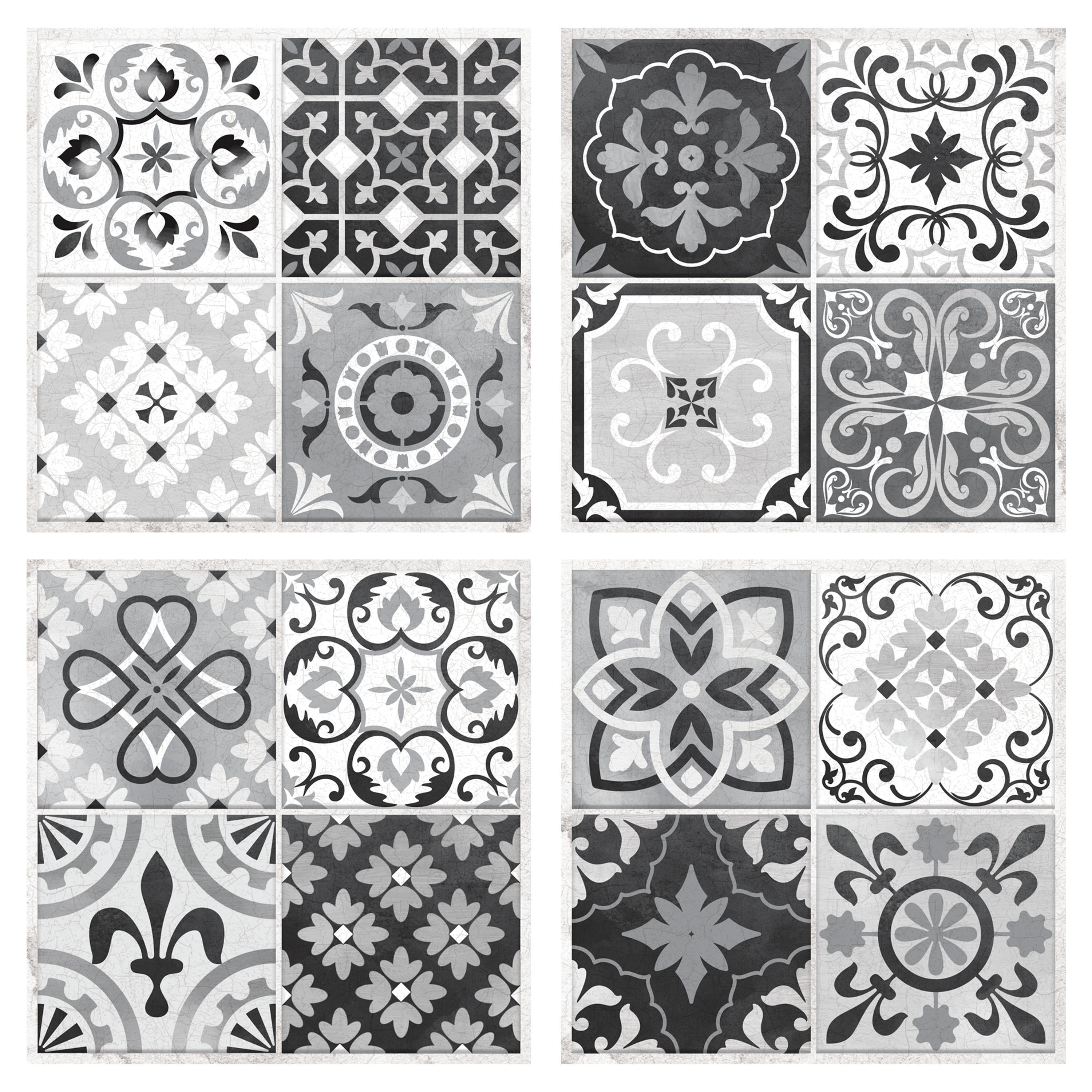 Black Assorted Spanish Tile StickTILES™ - 4 Pack - Walmart.com