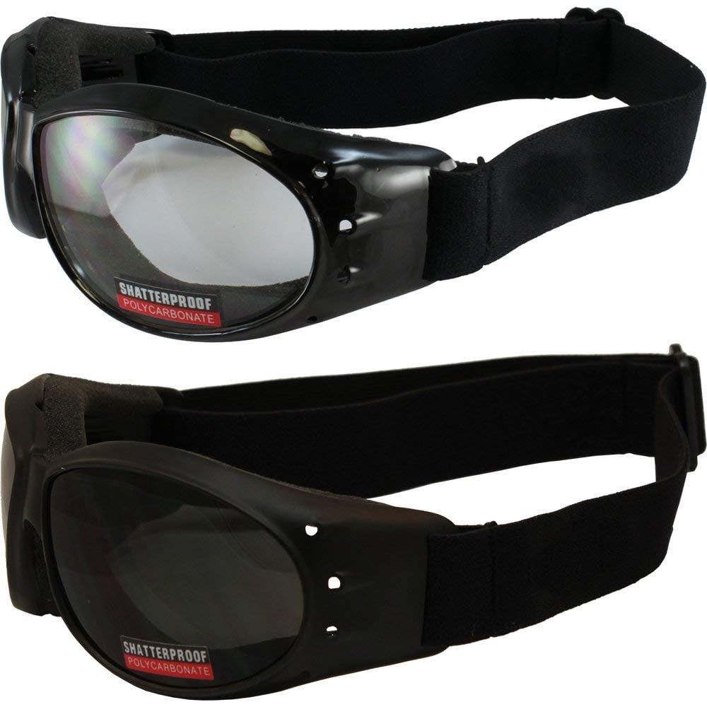 Red Baron Motorcycle Aviator 2 Goggles For Day and Night Use Super Dark ...