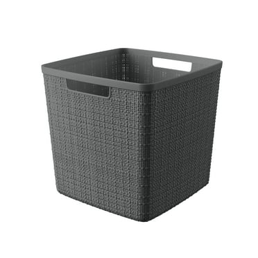 Curver Jute Basket Large, Resin Plastic Storage Bin, Denim Blue, 4 Pack ...
