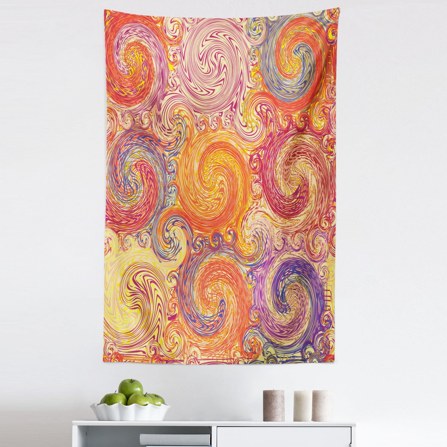Abstract Tapestry, Grunge Swirl Patterns Brush Style Waterpool Waves ...