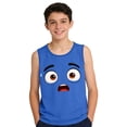 Blue Boys Tank Top, Kids Graphic Tee with Cartoon Surprised Face ...