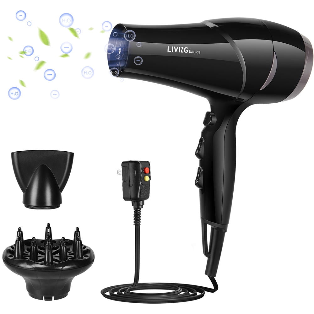 LIVINGbasics Hair Dryer, 1875 Watt Lightweight Hair Blow Dryer, Built ...