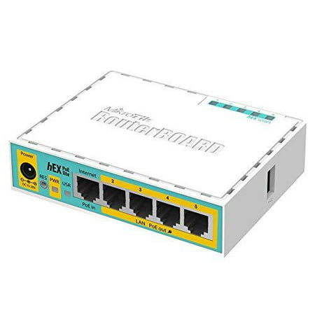 mikrotik routerboard rb750upr2 hex poe lite is a small 5 port router, 1 ...