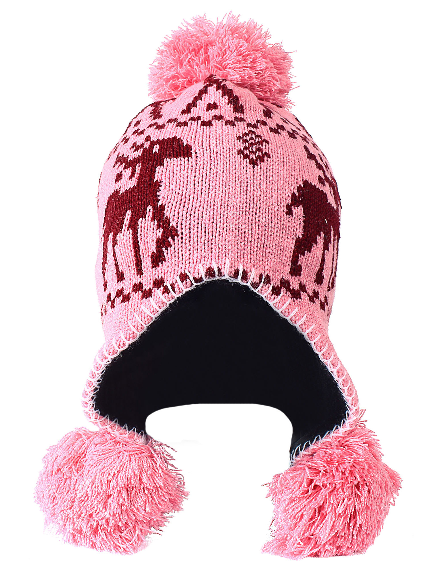 Women s Winter Fleece Lined Pom Earflap Knit Beanie Hat With Reindeer Women s Winter Fleece Lined Pom Earflap Knit Beanie Hat With Reindeer