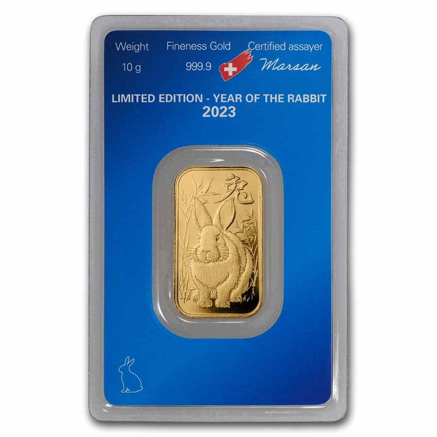 10 gram Gold Bar - Lunar Year of the Rabbit Argor-Heraeus (Assay ...