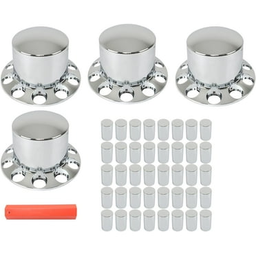 Chrome Front Hub Cap Kit - 2 Pc Pack, for Semi Truck Trailer and More ...
