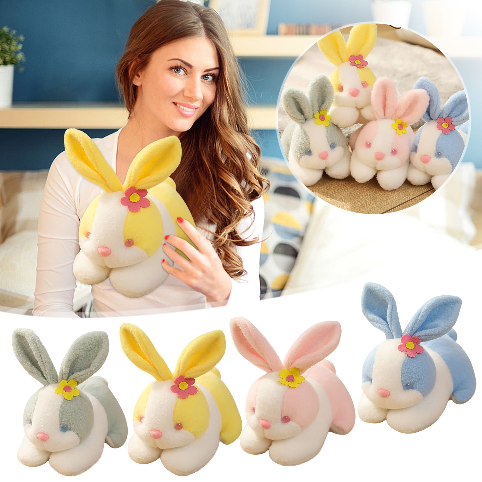 Click here for Generic Blue Big Plush Bunny Toy Featuring Floral... prices