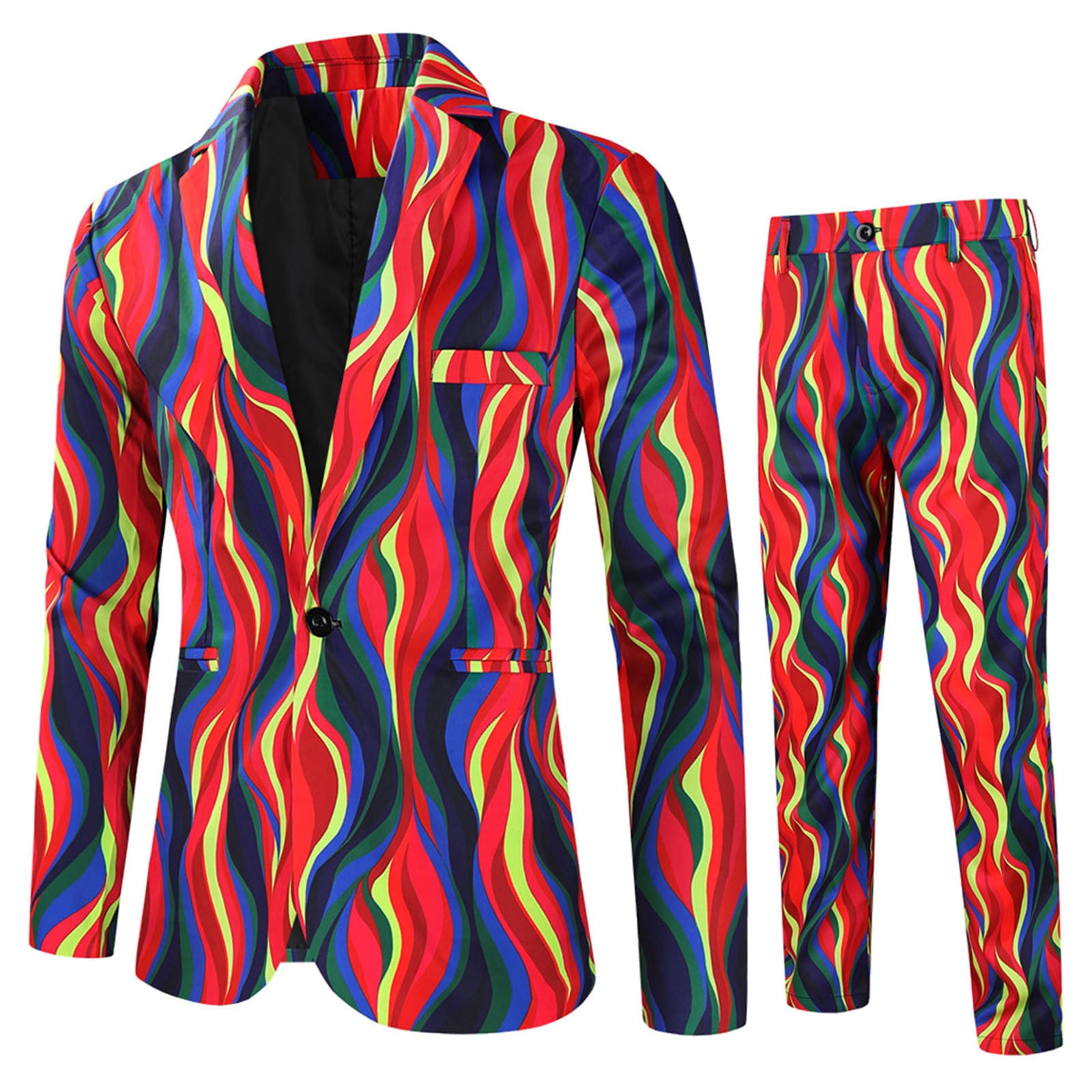 Edvintorg Men's 2 Pieces Suit Elegant Print Ed One Button Slim Fit ...