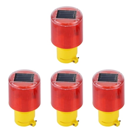 Solar round warning light, solar warning light LED flashing night ...